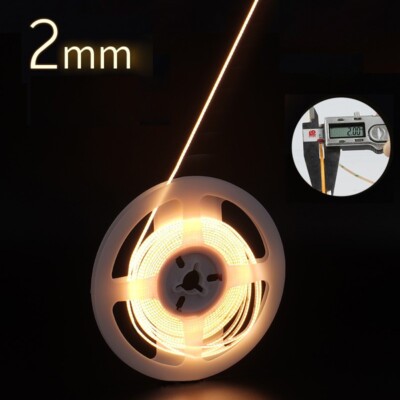 Ultra Slim 2mm COB LED Strip Light 12V 480LEDs For Craft Cabinet Shelf ...