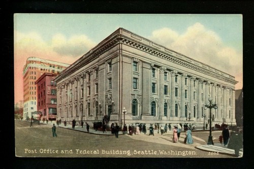 Post Office postcard Washington WA Seattle Federal Building globe ...