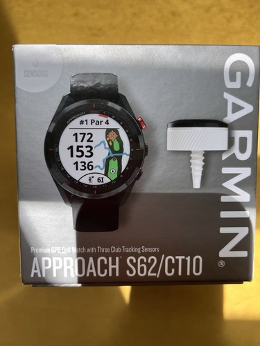 NEW GARMIN Approach S62 CT10 (3 Sensors) Premium GPS Golf Watch - Black ...