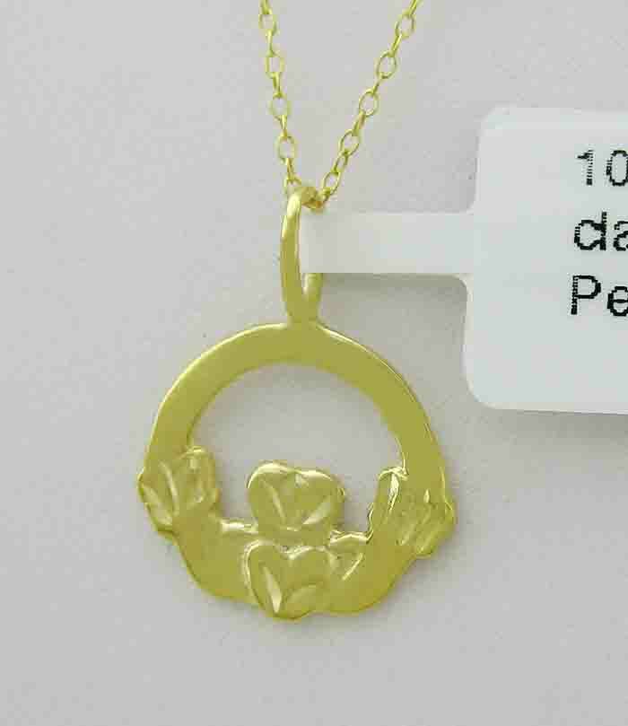 SOLID CLADDAGH PENDANT 10K YELLOW GOLD - New With Tag - Free Shipping ...