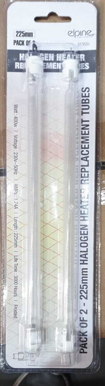 2pc Halogen Heater Replacement Tubes 225mm Fire Bar Element Bulb Lamp ...