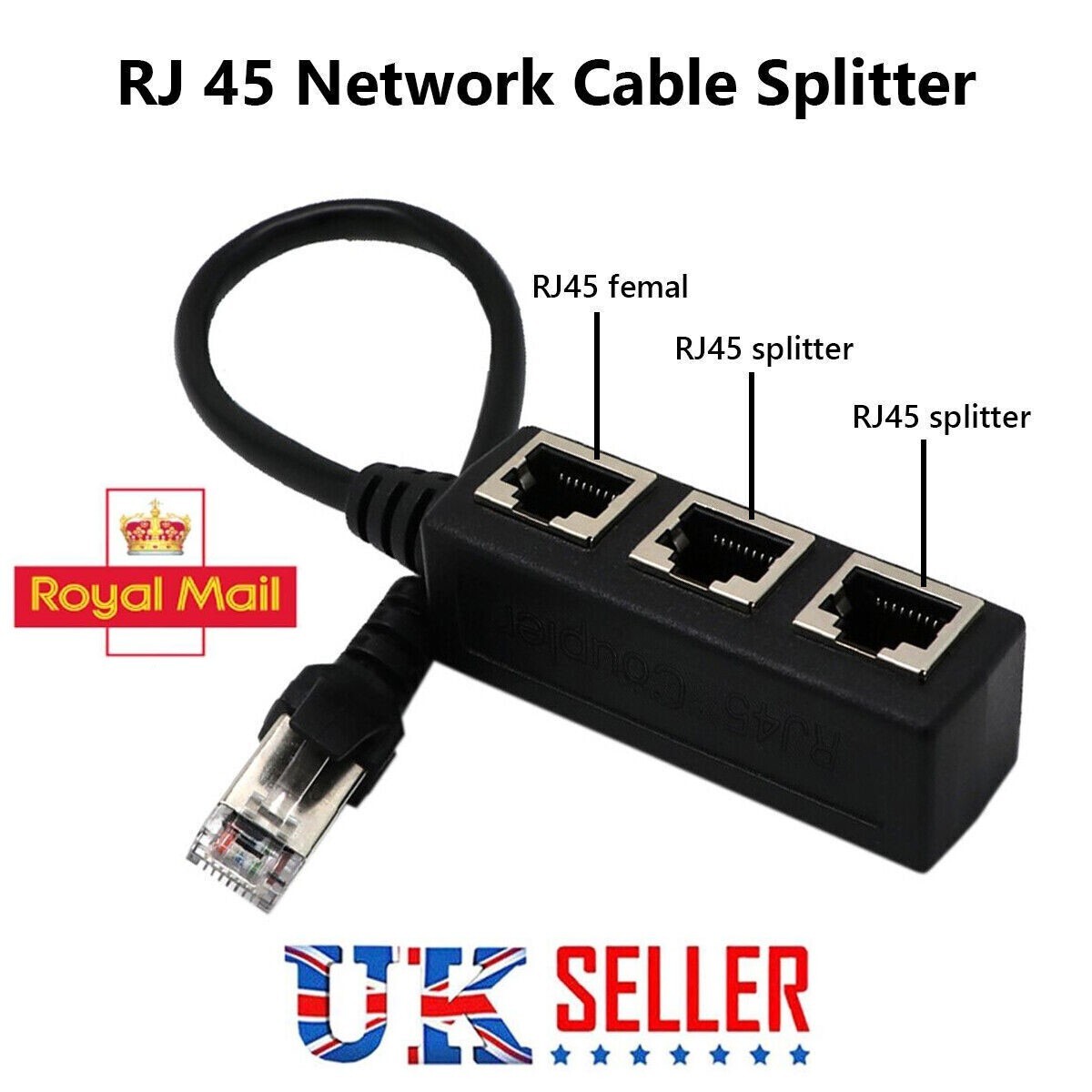 RJ45 Network Cable Ethernet Adapter Port LAN 1 Male To 2 / 3 Female ...