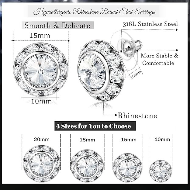 8 Pairs Dance Competition Earrings for Women Acrylic Halo Crystal ...