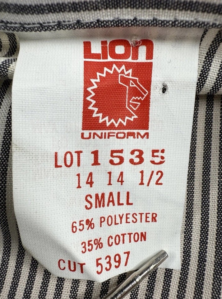 Vtg Red Lion Exxon Gas Station Uniform Shirt Collectible Hickory Stripe ...