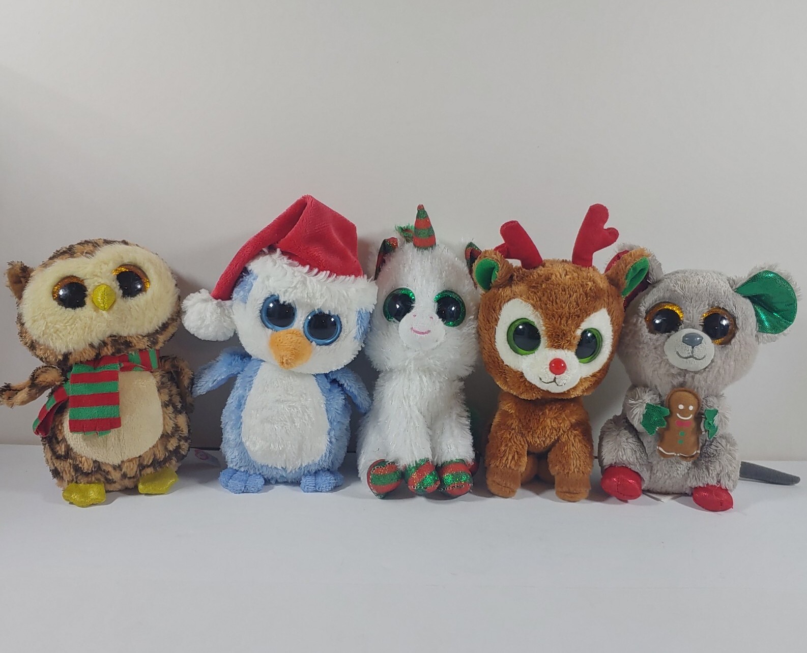 5 Beanie Boo Christmas Lot Plush MAC Snowfall Comet Fairbanks & Wise ...