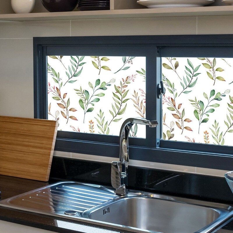 PVC Shading Window Static Stickers Decals Clings Leaf Printed Home ...