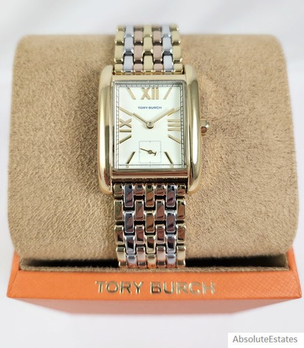 NEW Tory Burch Tri Tone Silver, Gold, Rose Gold Eleanor Watch TBW1078 ...