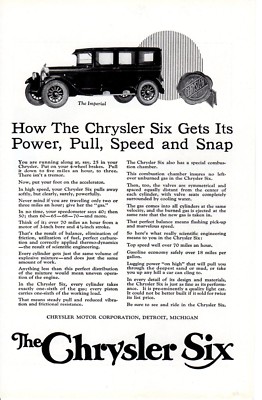 1924 Vintage print ad Car Chrysler Imperial Six automobile art Velox ...