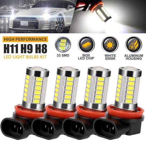 4x H11 H9 H8 LED Fog Driving Light Bulbs Conversion Kit Bright 6500K ...