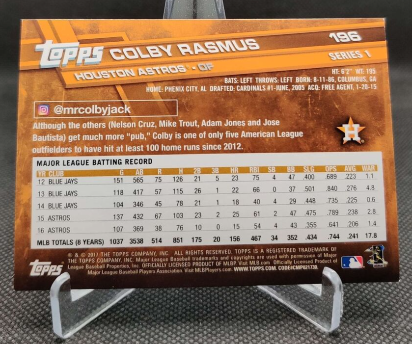 2017 Topps #196 Colby Rasmus Houston Astros baseball card | eBay