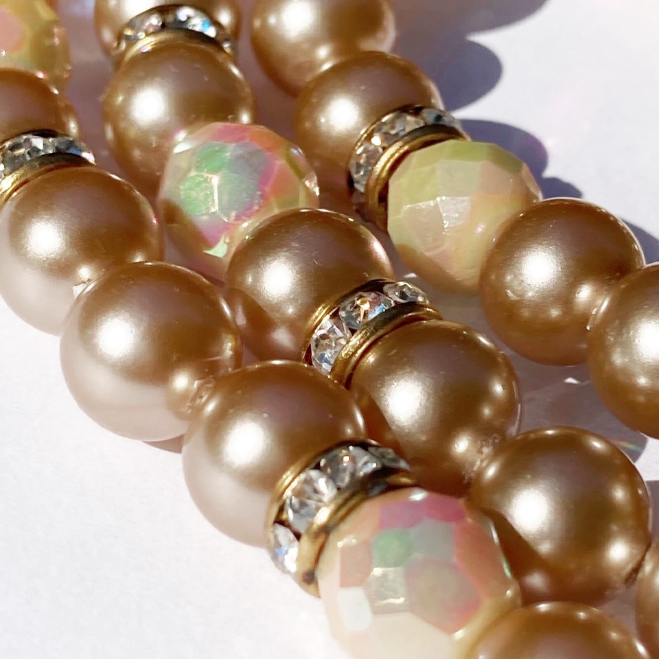 Vintage DENA K Champagne Pearls w/ Crystal Spacers Necklace 18 in. | eBay