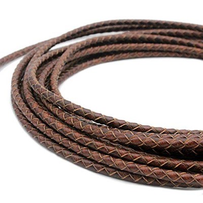 5 Yards Braided Leather Cord Round Leather Strap for 4mm Distressed ...