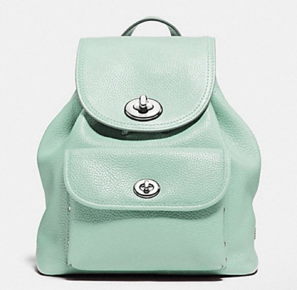 Coach Mini Turnlock Rucksack Pebbled Leather Backpack Pockets ...