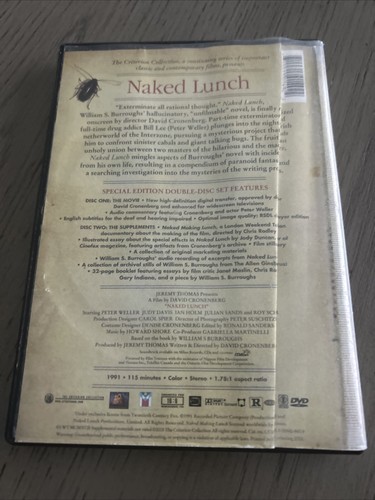 Naked Lunch DVD Criterion Collection Two Disc Set EUC Cronenberg ...