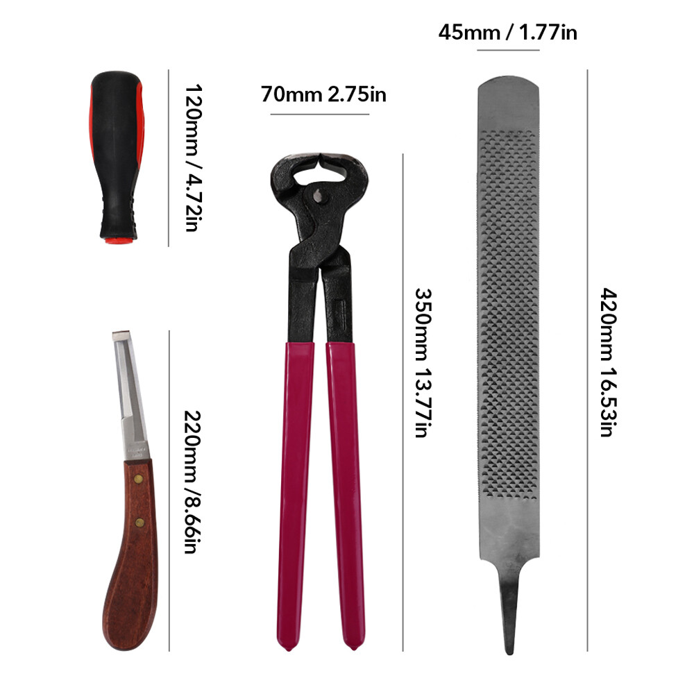 4Pcs Farriers Tools Hoof Trim Shoeing Kit Hoof Nipper Rasp Knife Horse ...