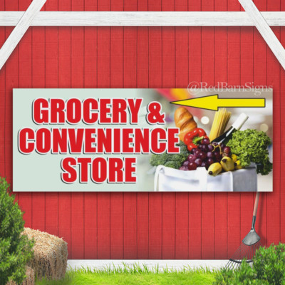 GROCERY CONVENIENCE STORE market shop open Indoor Outdoor Banner Sign ...