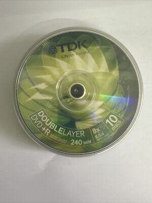 TDK DVD+R Double Layer 8.5GB 8x Speed 240mins 10 Discs Dual Layer NEW ...