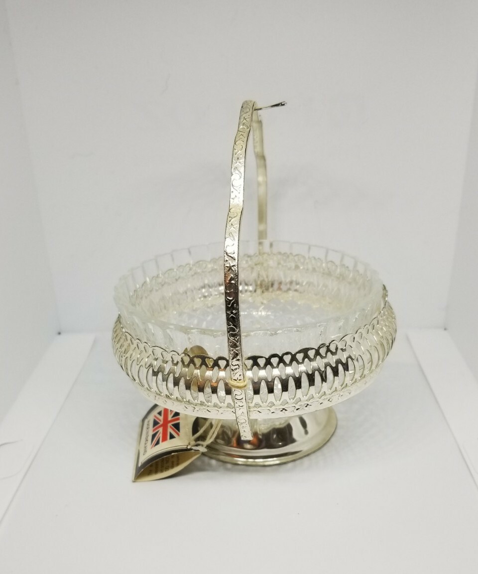 Vintage Queen Anne Silver Plated Crystal Condiment Jam Bowl NWT Made in ...