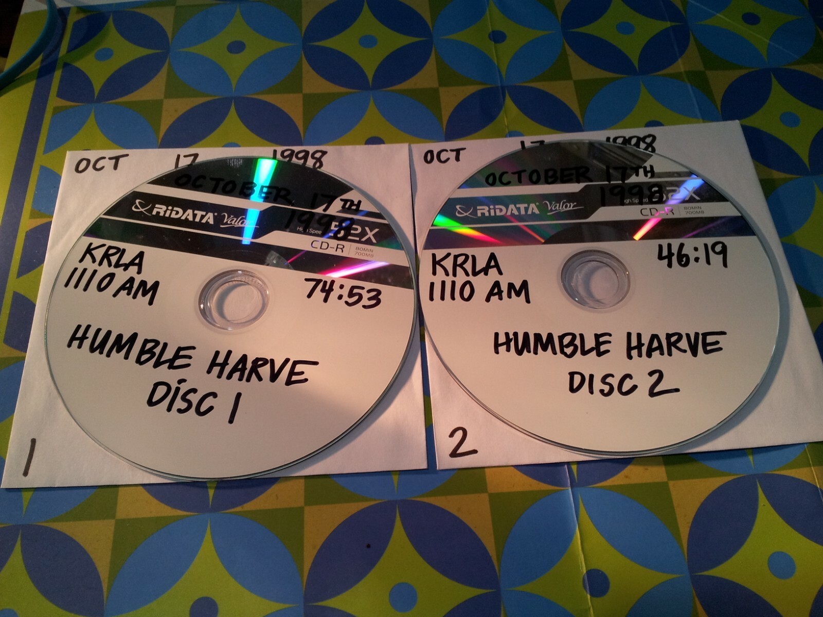 OCTOBER 17 1998 ~ HUMBLE HARVE KRLA 1110AM OLDIES RADIO 2 CD ~ 2 HOUR ...