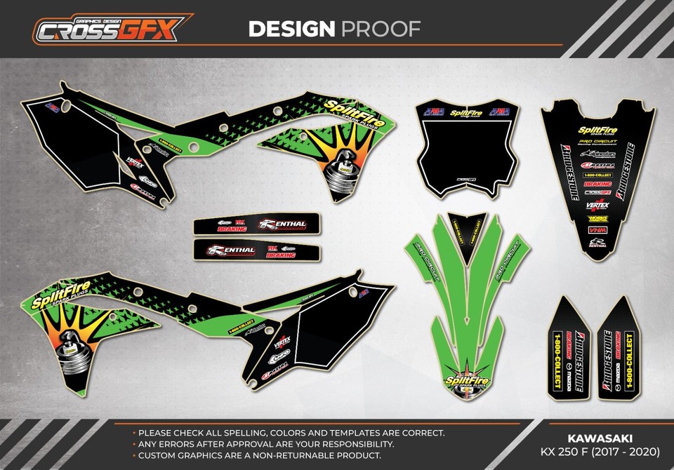 KAWASAKI Complete Graphics KX F KLX 65 85 110 112 125 140 150 230 250 ...
