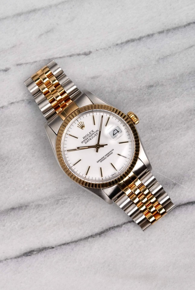 Vintage Rolex Datejust 80s Ref 16013 Vintage Automatic Two Tone White ...