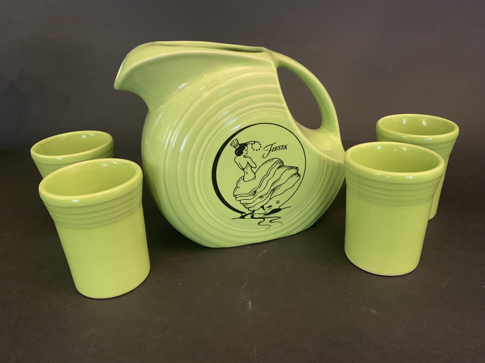 Post 86 Fiesta ☆ Chartreuse ☆ Disc Pitcher Set & Tumblers ☆ DANCING ...