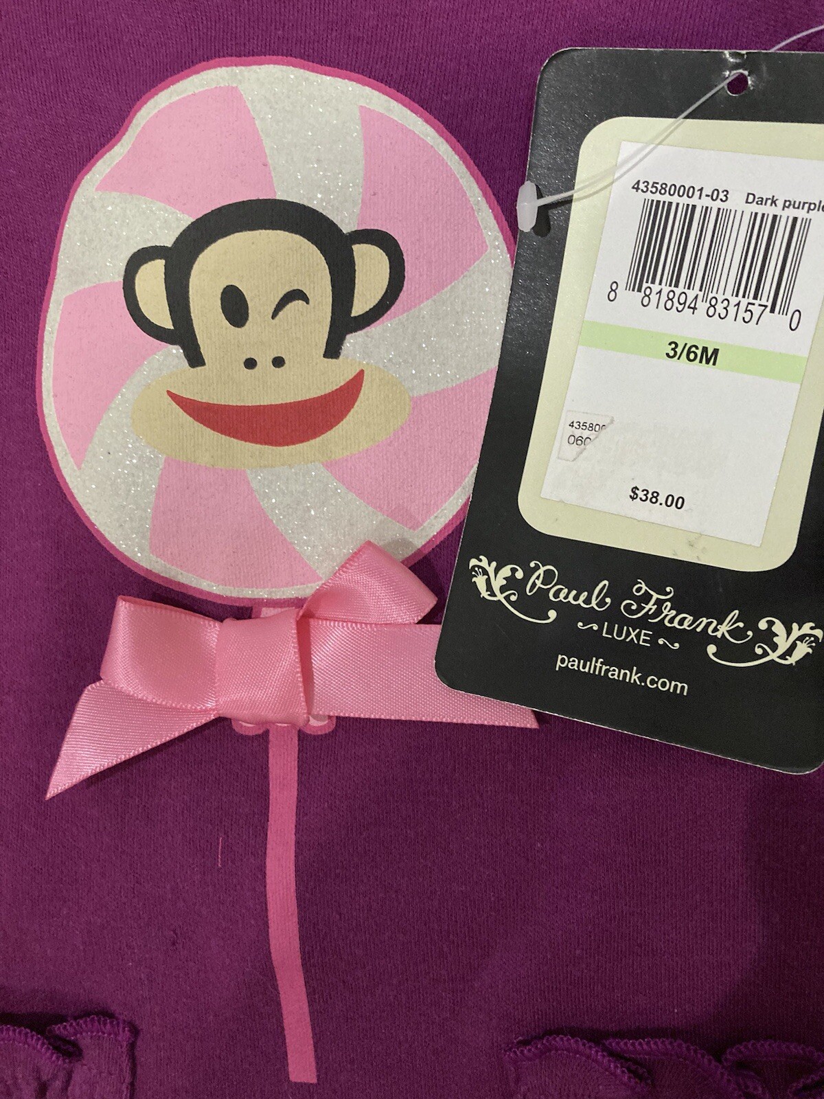Baby Girls 3/6 Month Paul Frank Luxe One Piece Outfit Monkey Lollipop ...