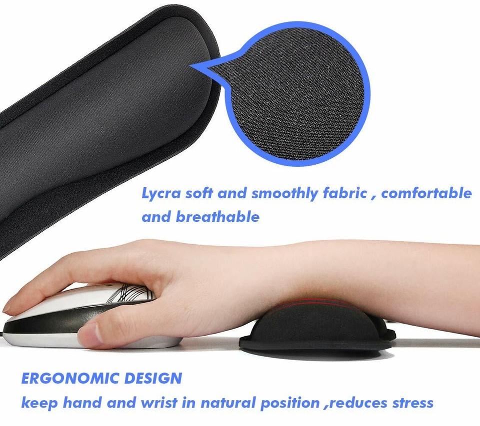 Keyboard Wrist Rest Pad and Mouse Rubber Wrist Rest Support Cushion ...