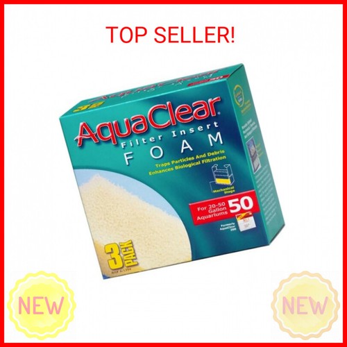 AquaClear 50 Foam Filter Inserts, Aquarium Filter Replacement Media, 3 ...