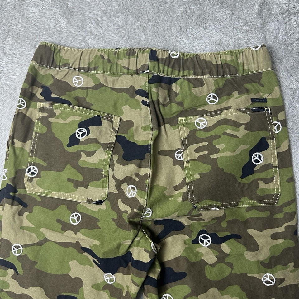 PacSun Men’s Carpenter Camo Pants Peace Sign Embroidery Y2K Streetwear ...