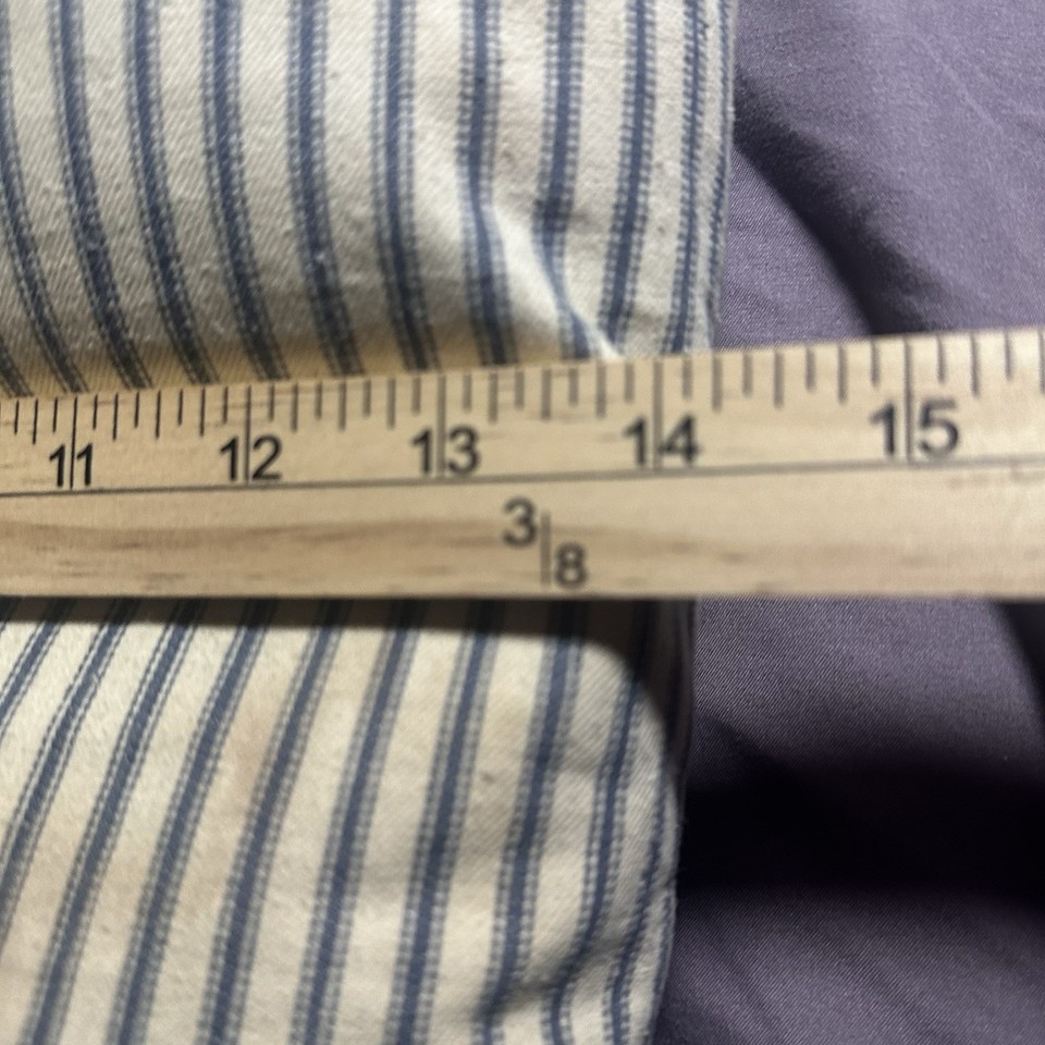 VTG Bed Pillow Feather Down Filled Full Blue Stripe Ticking Farmhouse ...