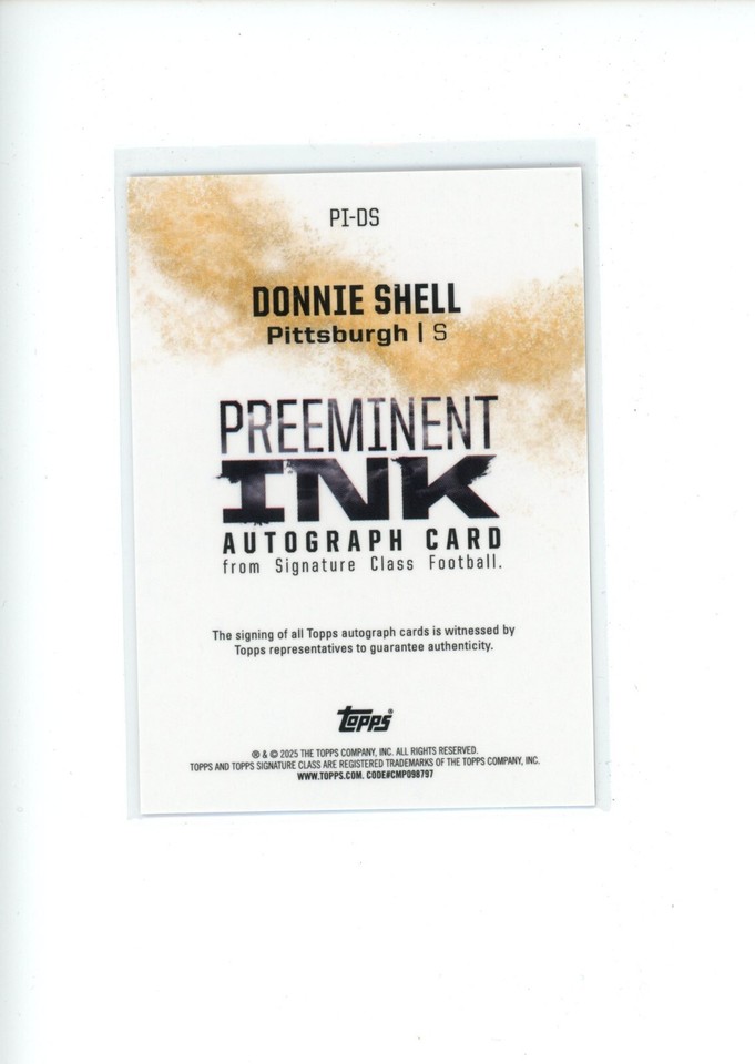 2024 Topps Signature Class Donnie Shell #PI-DS Preeminent Ink Auto | eBay