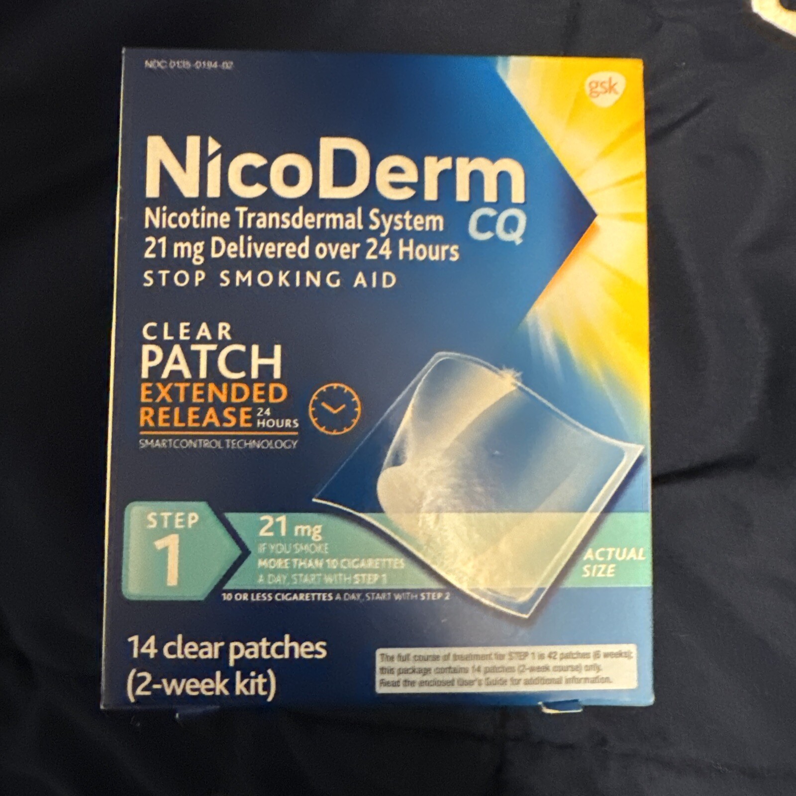 NicoDerm CQ Step 1 Stop Smoking Aid Clear Nicotine Patches - 14 Count ...