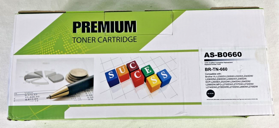 New Premium AS-B0660 Compatible Brother TN-660 BR-TN-660 Black Toner ...