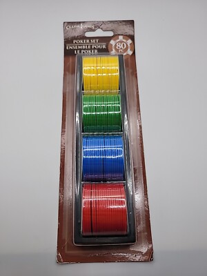 Classic Games 80 Pieces Poker Chip Set with Tray Red Blue Green and ...