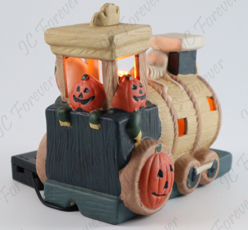 Vtg Halloween Eerie Express '90sCeramic Train Skeleton Bats Pumpkins w/Led Light | eBay
