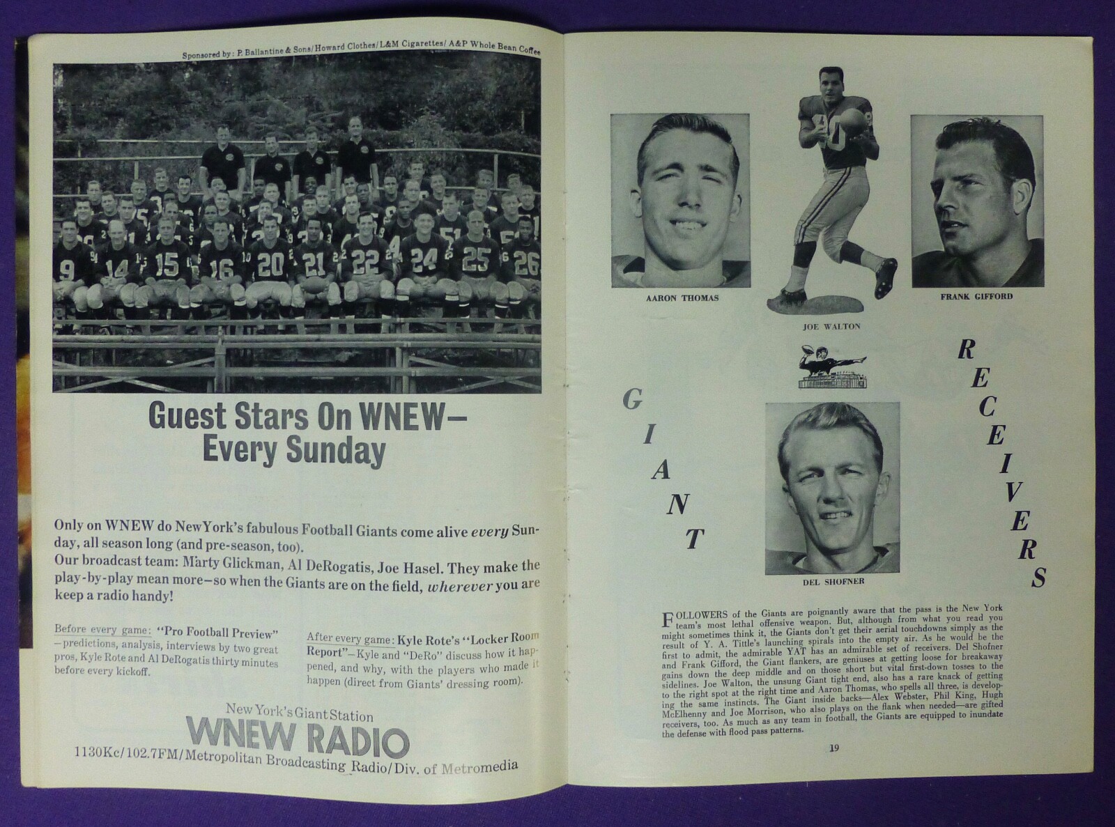 SET OF 5 - 1963 NEW YORK GIANTS FOOTBALL PROGRAMS - STEELERS REDSKINS ...