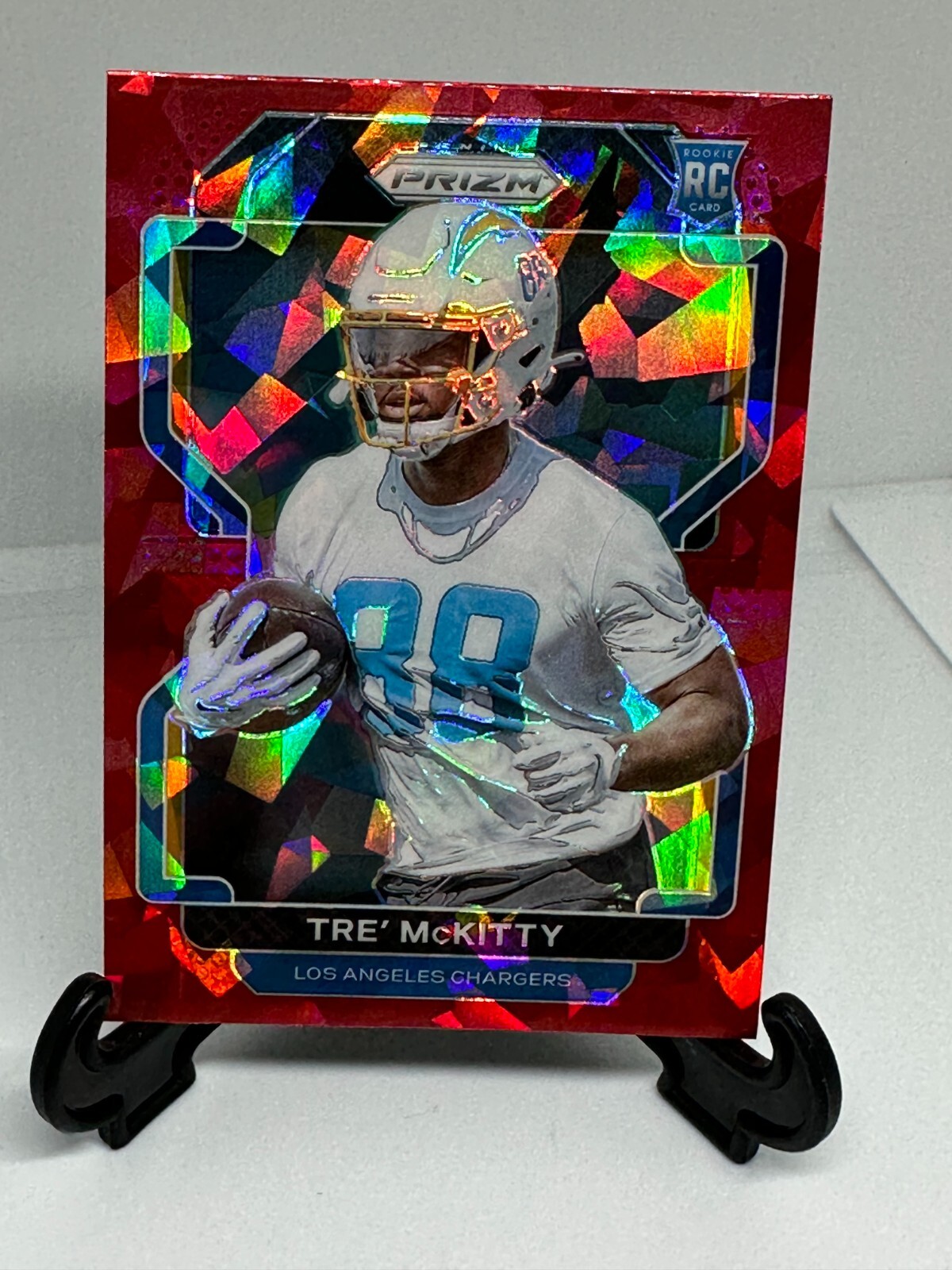 2021 Panini Prizm Tre' McKitty Red Cracked Ice Chargers Rookie #416 | eBay