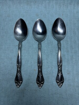 Vintage Miracle Maid MMA2 Floral (3) Teaspoons Stainless Flatware USA ...