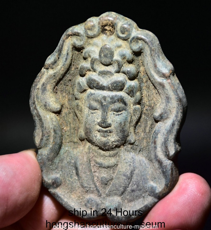 2.8" Old Chinese Buddhism Bronze Kwan-yin Guan Yin Buddha Pendant ...