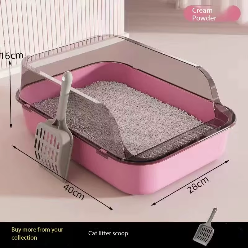 Cat Litter Box Semi-Closed Removable Splashproof Cats Toilet Non-Stick ...
