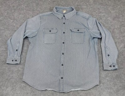 Duluth Trading Shirt Mens 3XL Blue Railroad Stripe Union Depot Relaxed ...