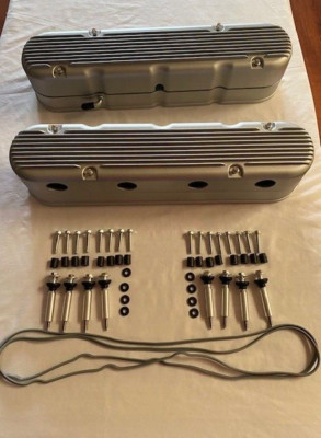 GM LS Valve Covers Alum Hidden Coils Vintage Finned Top 2pc LS1 LS2 LS3 ...