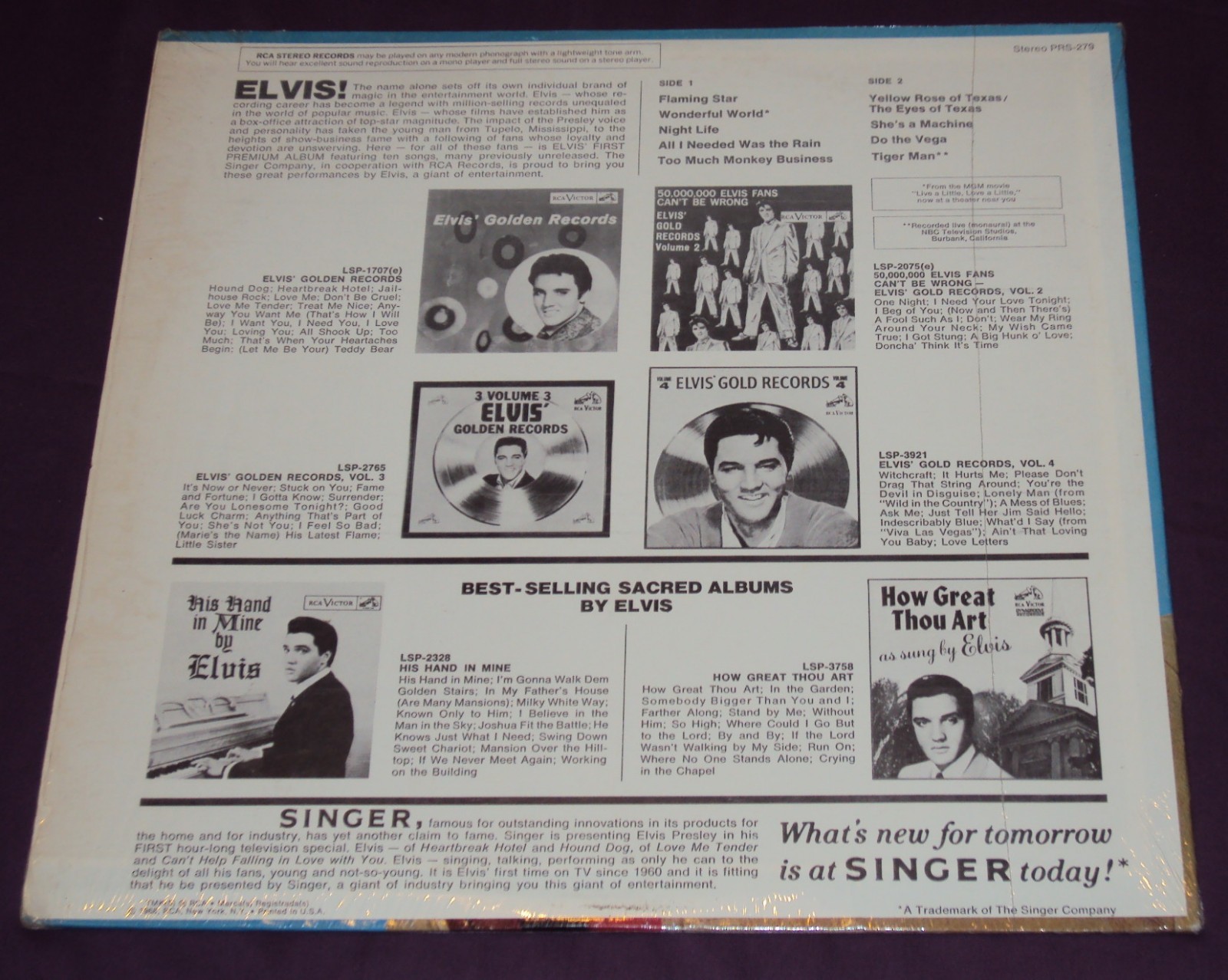 SINGER PRESENTS ELVIS SINGING FLAMING STAR - ORIG- ALBUM - LP - PRESLEY ...