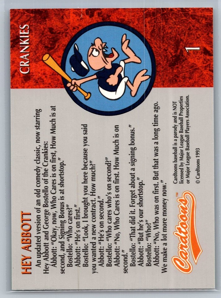 1993-95 Cardtoons Jim Abbott Hey Abbott #1 | eBay