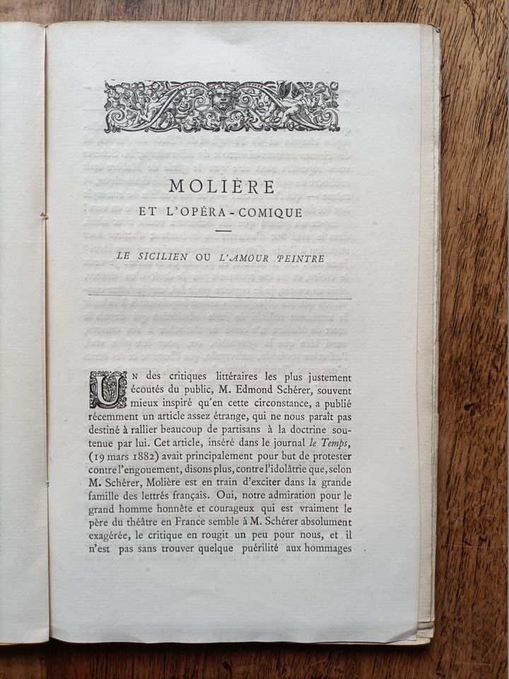 Arthur POUGIN : Molière et l'Opéra-comique. Le Sicilien, 1882, papier ...