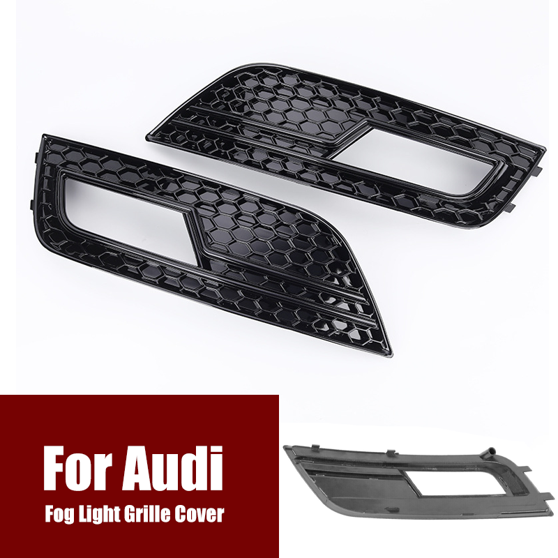 Pair Honeycomb Black Car Front Bumper Fog Light Grille Cover For Audi ...