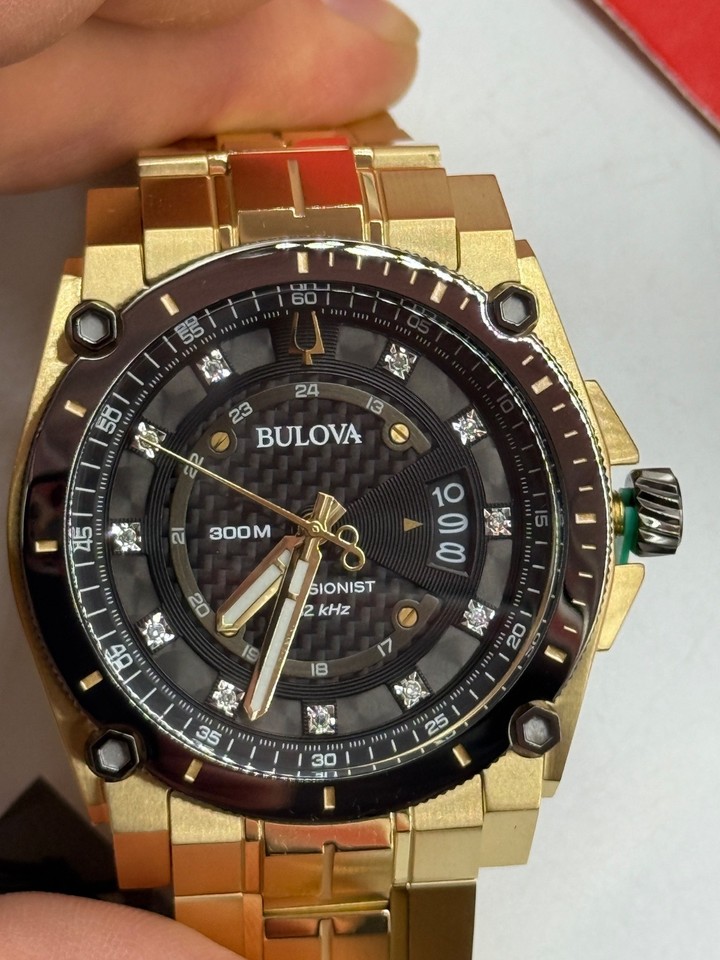 🔥🔥 Bulova Precisionist Icon Diamonds Quartz Gold Tone Steel Men's Watch ...