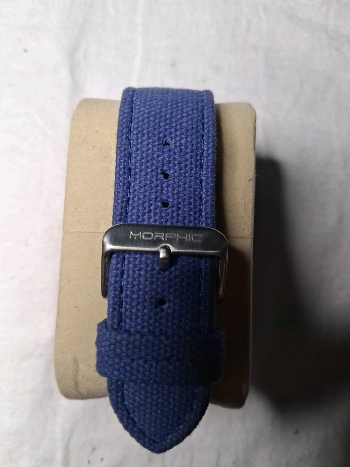 Morphic M53 series Chronograph watchBlue Weaved Leather Band Tachymeter ...