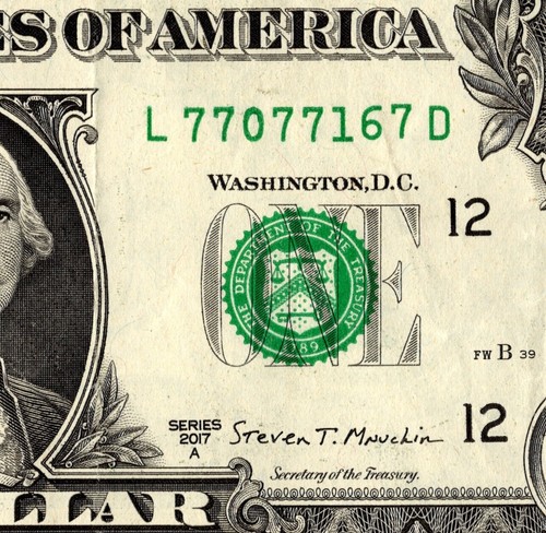 Five of a kind 7s Fancy Serial Number One Dollar Bill L77077167D | eBay